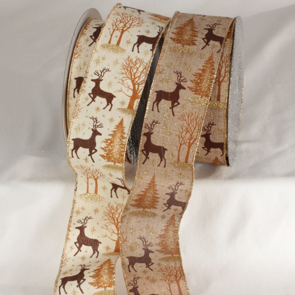 Deer Ribbon Wire Edge - Karaboo Ribbons