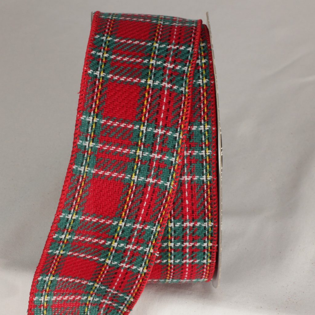 Red & Green Scottish Tartan Plaid Ribbon Wire Edge - Karaboo Ribbons