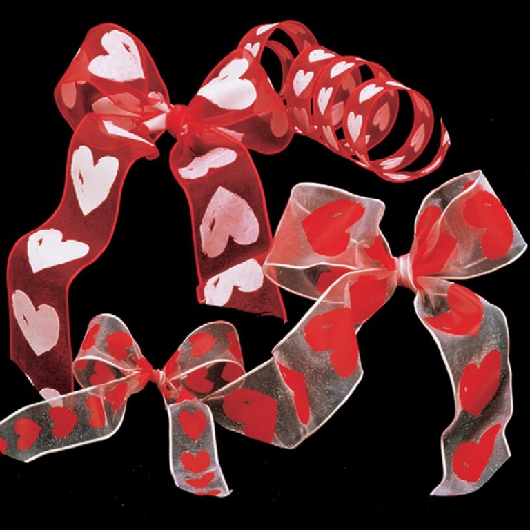 Sheer Love Hearts Ribbon Wire Edge - Karaboo Ribbons