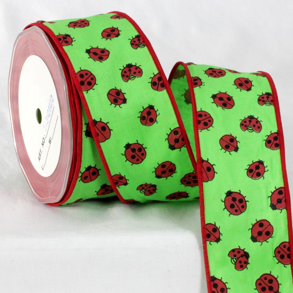 Lady Bug Ribbon Wire Edge - Karaboo Ribbons